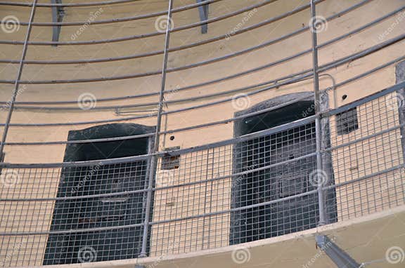 Prison Tier with Two Cells. Stock Photo - Image of stadium, window ...