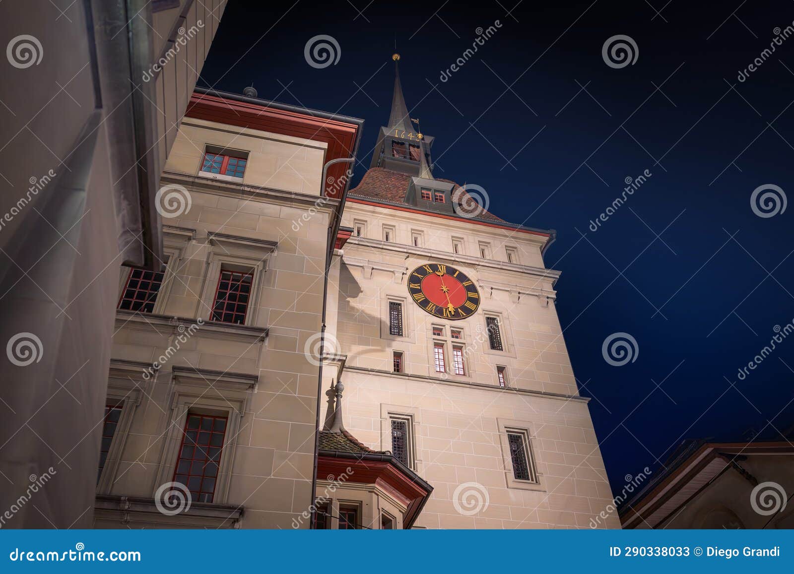 Prison Tower at Night - Kafigturm - Bern, Switzerland Stock Image ...
