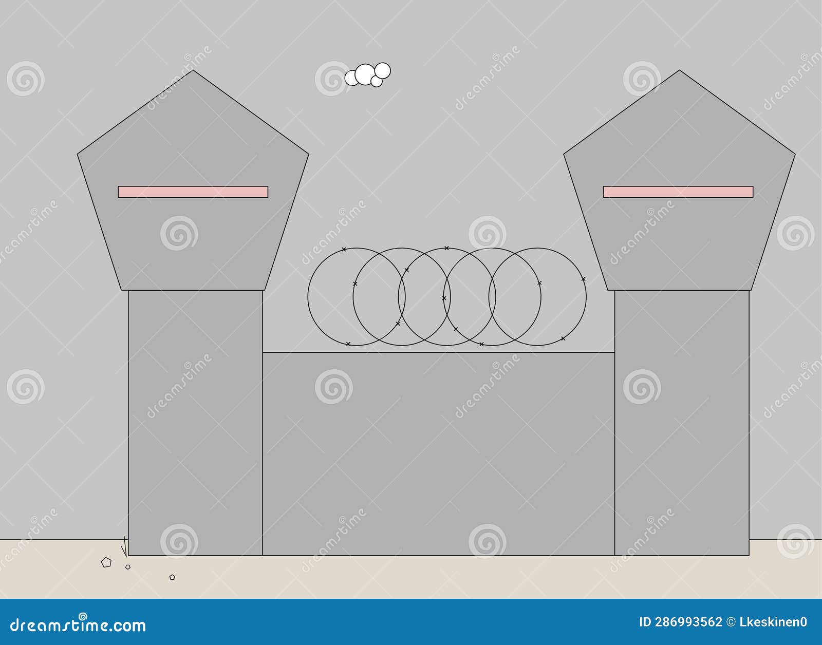 Prison with Towers and Walls and Wire Stock Illustration - Illustration ...