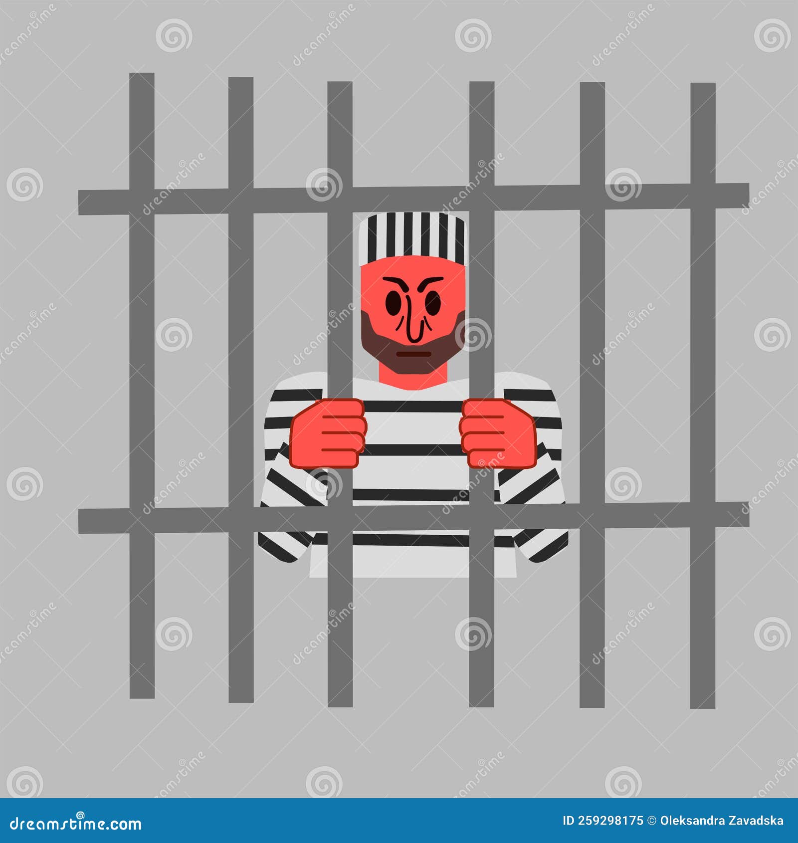 Prison Cartoon Vector Concepts. Watchtower Red Brick Walls Jails Metal ...