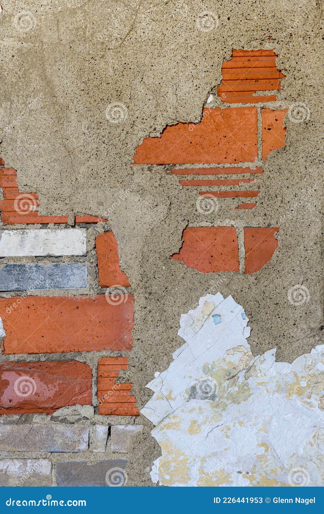 Decayed Red Brick and Concrete Wall Stock Image - Image of decay ...
