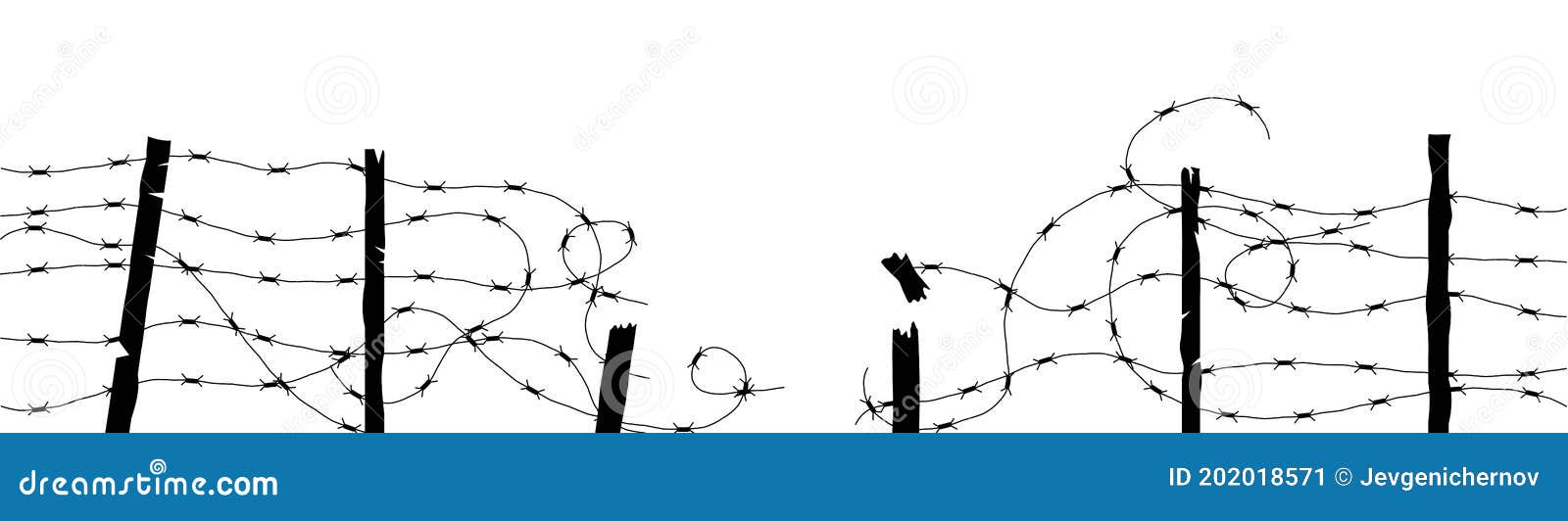 Prison Wall Restricted Area Broken Barbed Wire Fence Isolated Stock ...