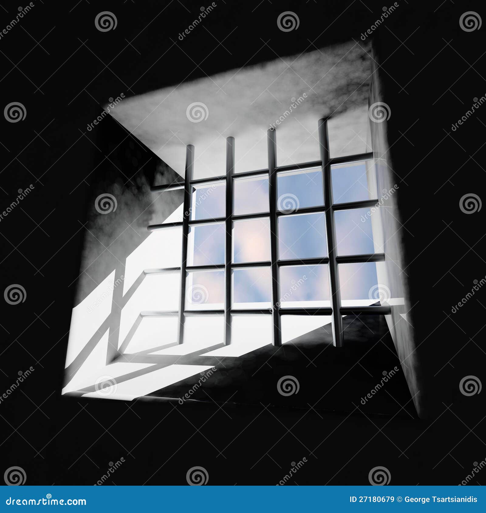 Prison Window With Bars And Brick Wall. Vector Pokey Concept. Prison ...