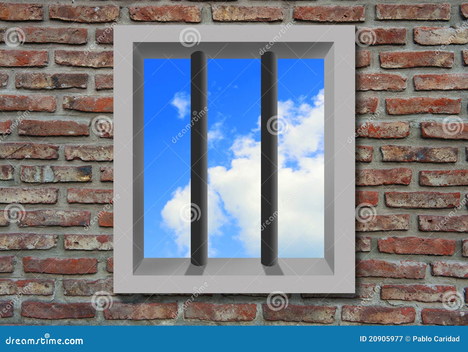 Prison window with sky. stock image. Image of justice - 20905977