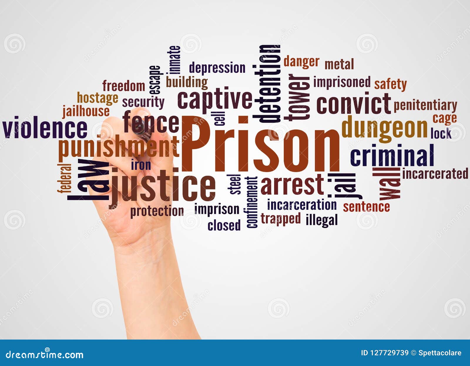 Prison Word Cloud and Hand with Marker Concept Stock Image - Image of ...
