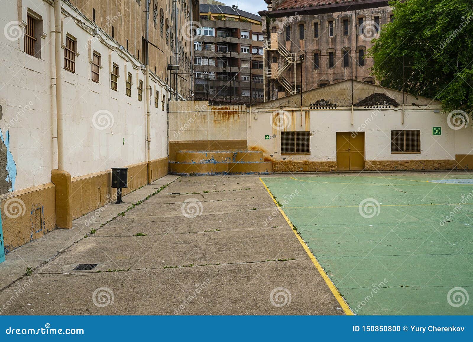Prison Yard with Playground Stock Photo - Image of iron, cage: 150850800