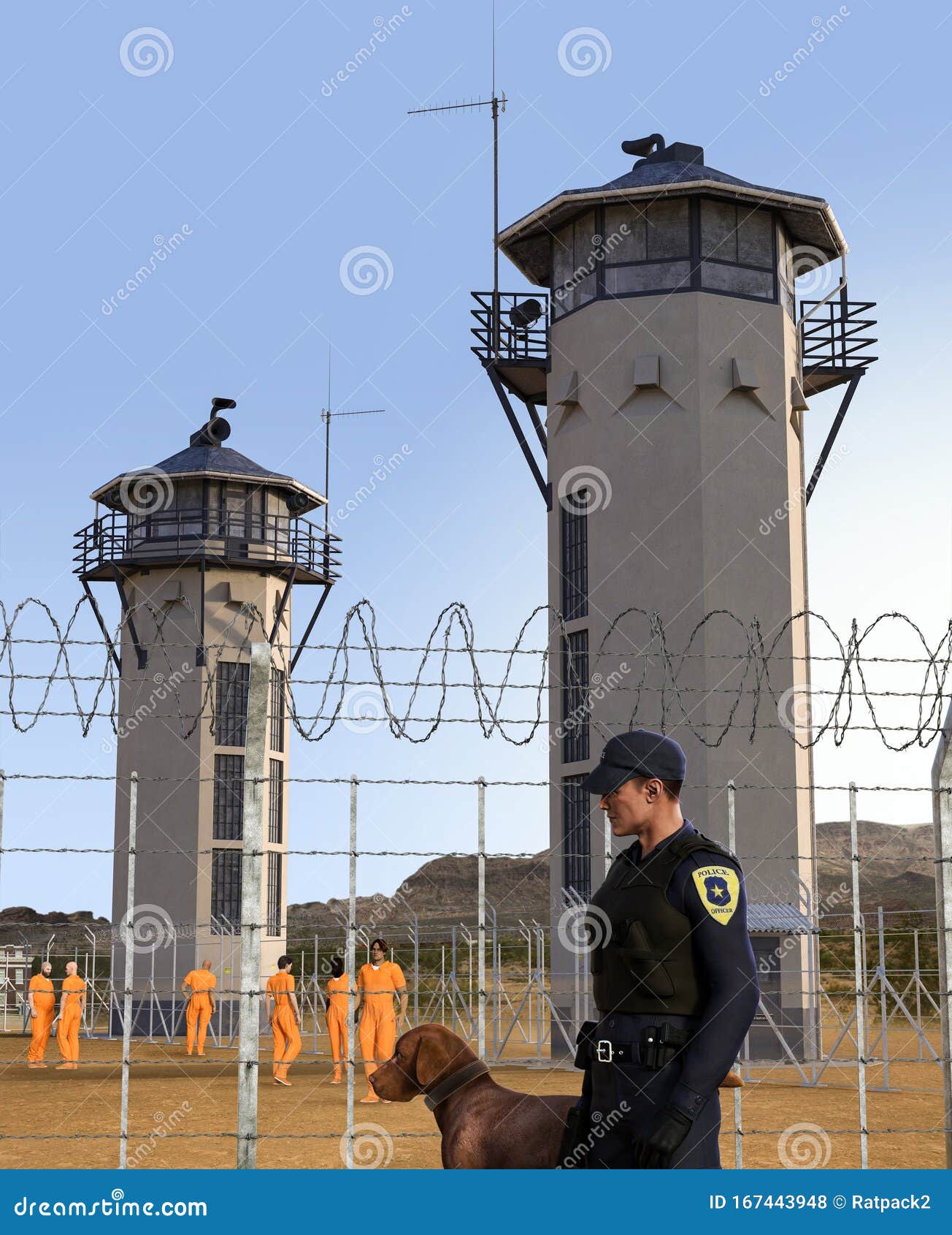 Prison Guard Tower With Rifles