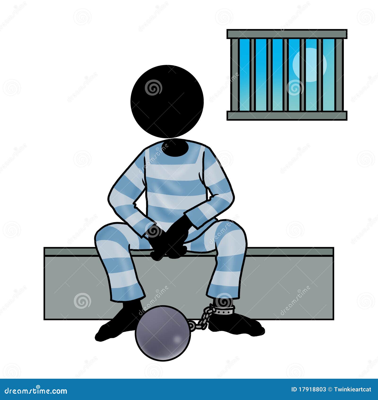 Prisoner Wearing Striped Uniform In Jail Or Prison Cell. Detainee ...