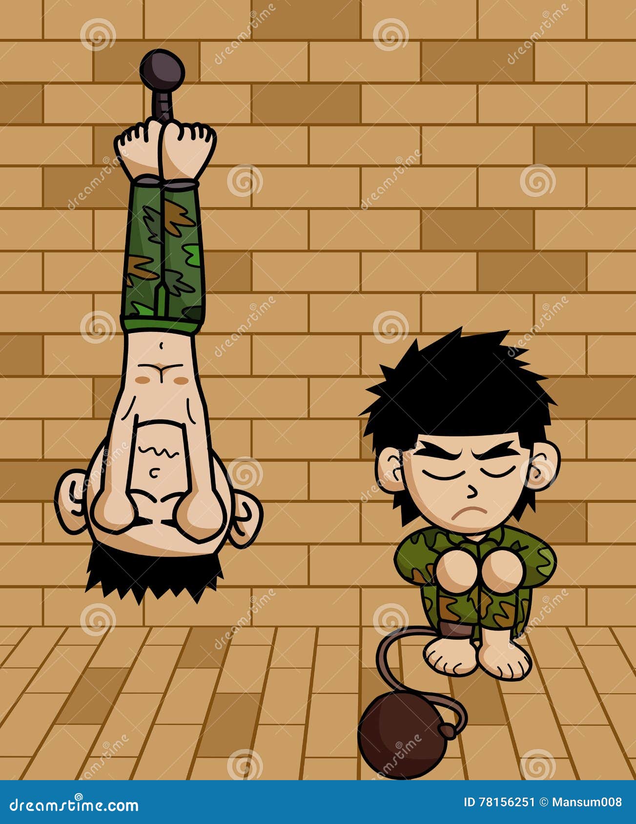 Prisoner Army Cartoon Illustration Stock Illustration - Illustration of ...