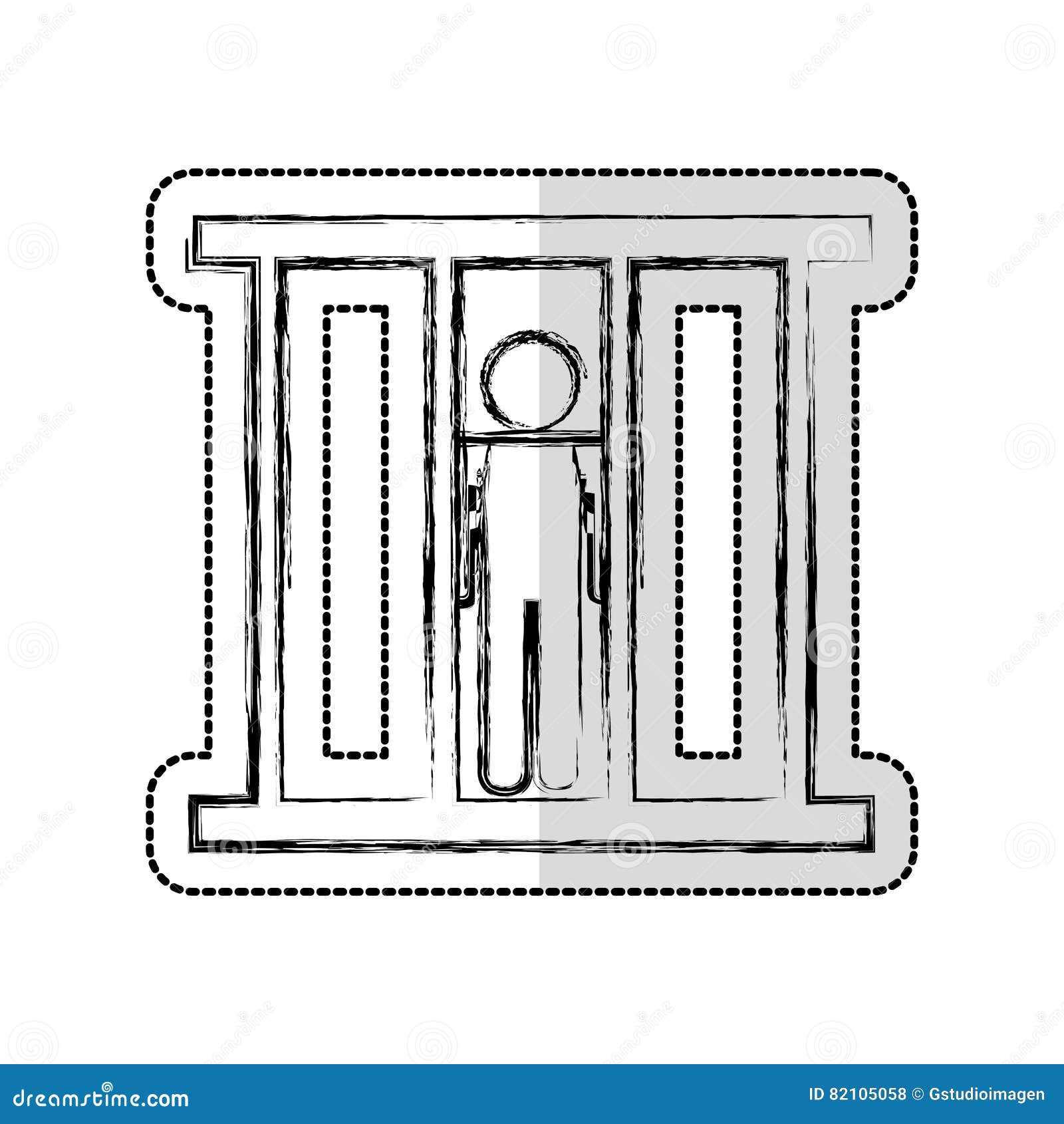Silhouette Prisoner In Jail Cell, Modern With Bars. Banner Vector ...
