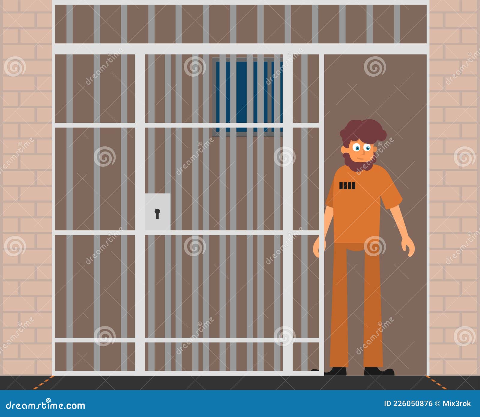 Prisoner, Flat Vector Illustration of Prison Cell Stock Vector ...