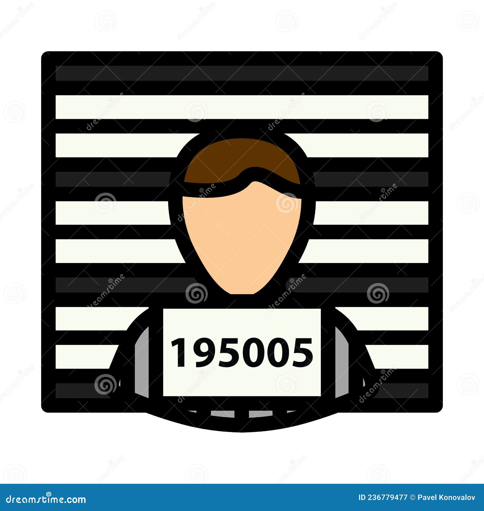Prisoner in Front of Wall with Scale Icon Stock Vector - Illustration ...