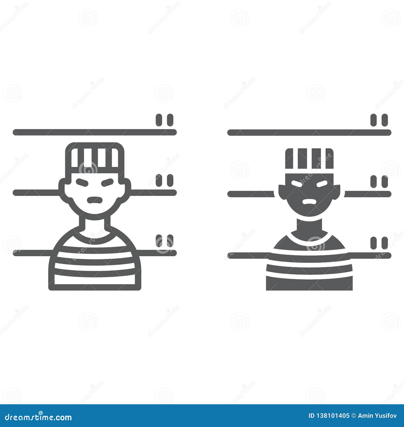 Prisoner Line and Glyph Icon, Criminal and Jail, Man Sign, Vector ...