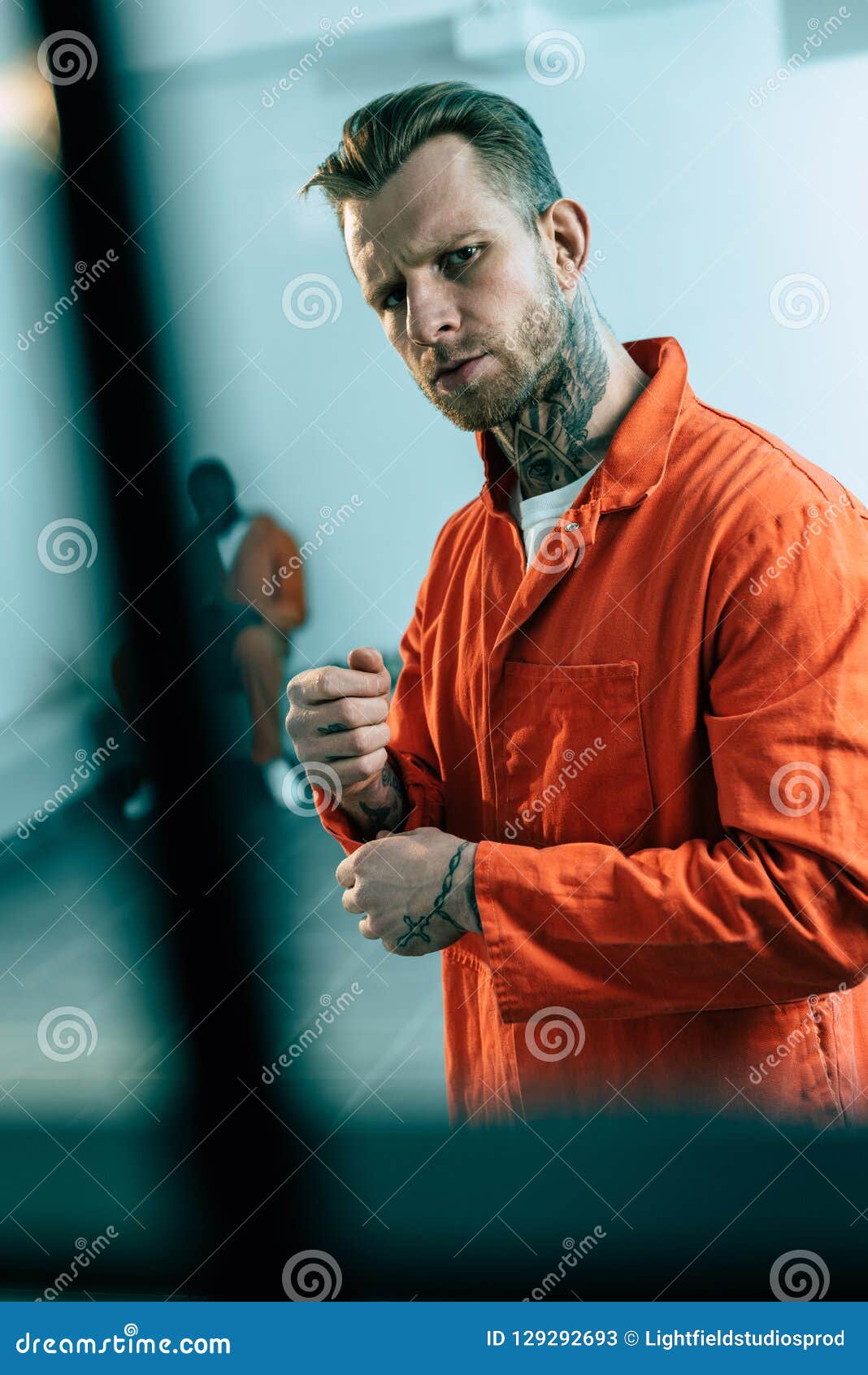 Prisoner Looking at Camera Behind Stock Image - Image of cage, indoors ...