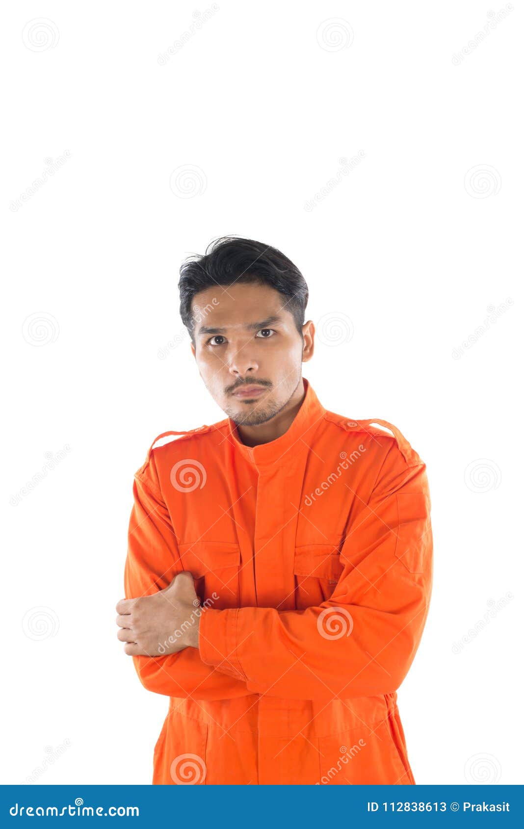 Prisoner Man Isolated on White Background. Stock Image - Image of cuff ...