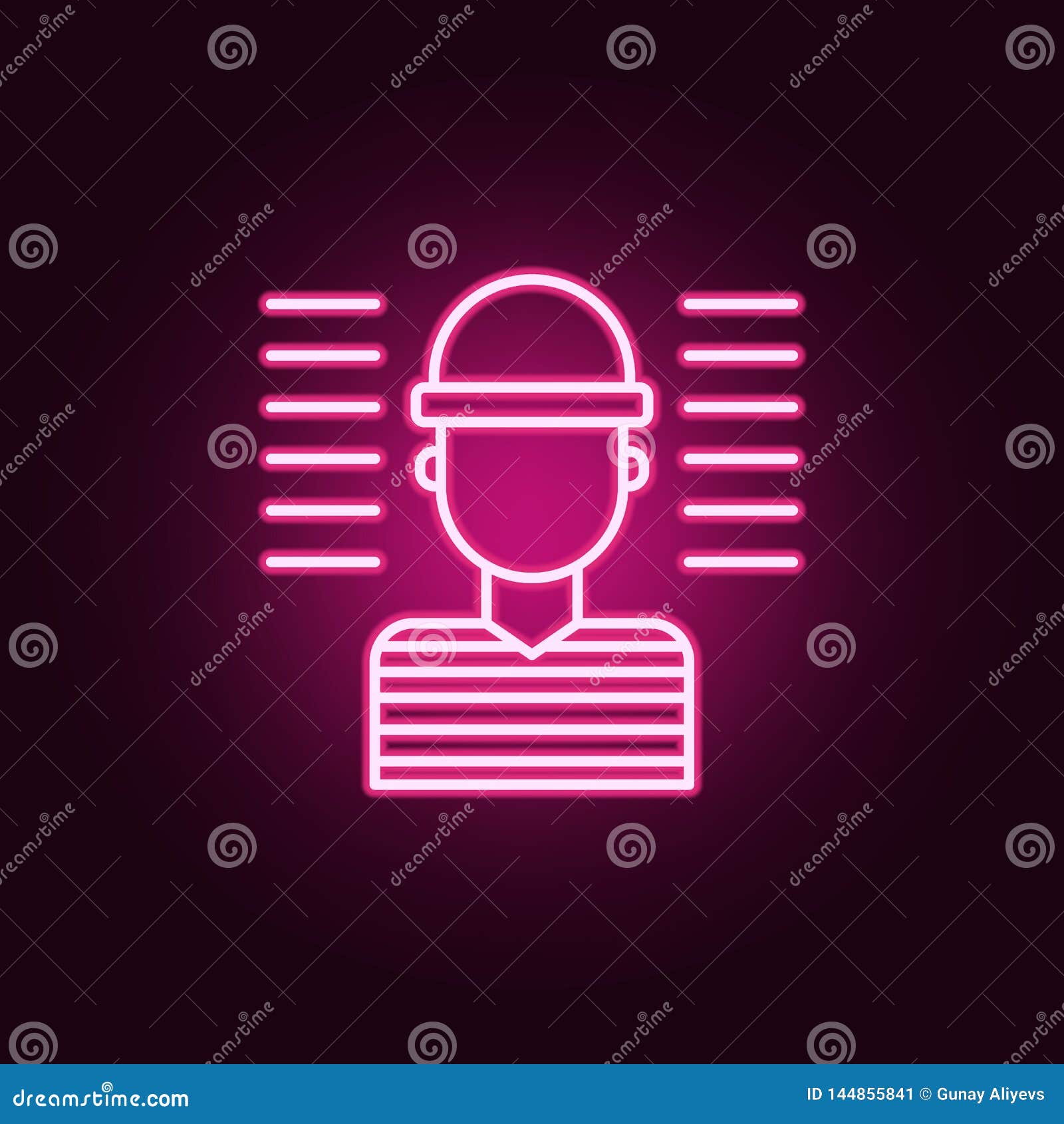 Neon Prisoner Behind Bars Holds Rods With His Hands Angry Man Watch ...