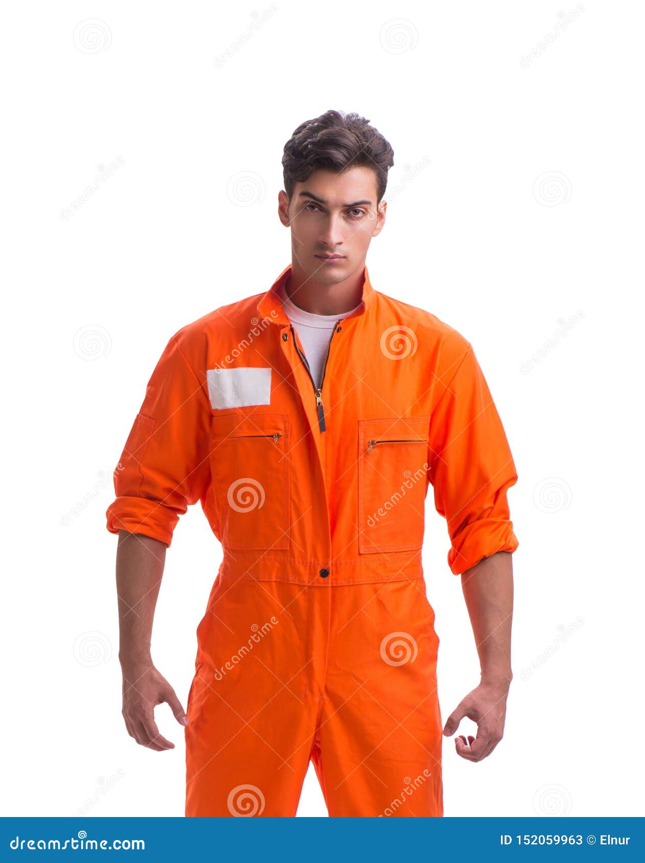 Prisoner in Orange Robe Isolated on White Background Stock Image ...