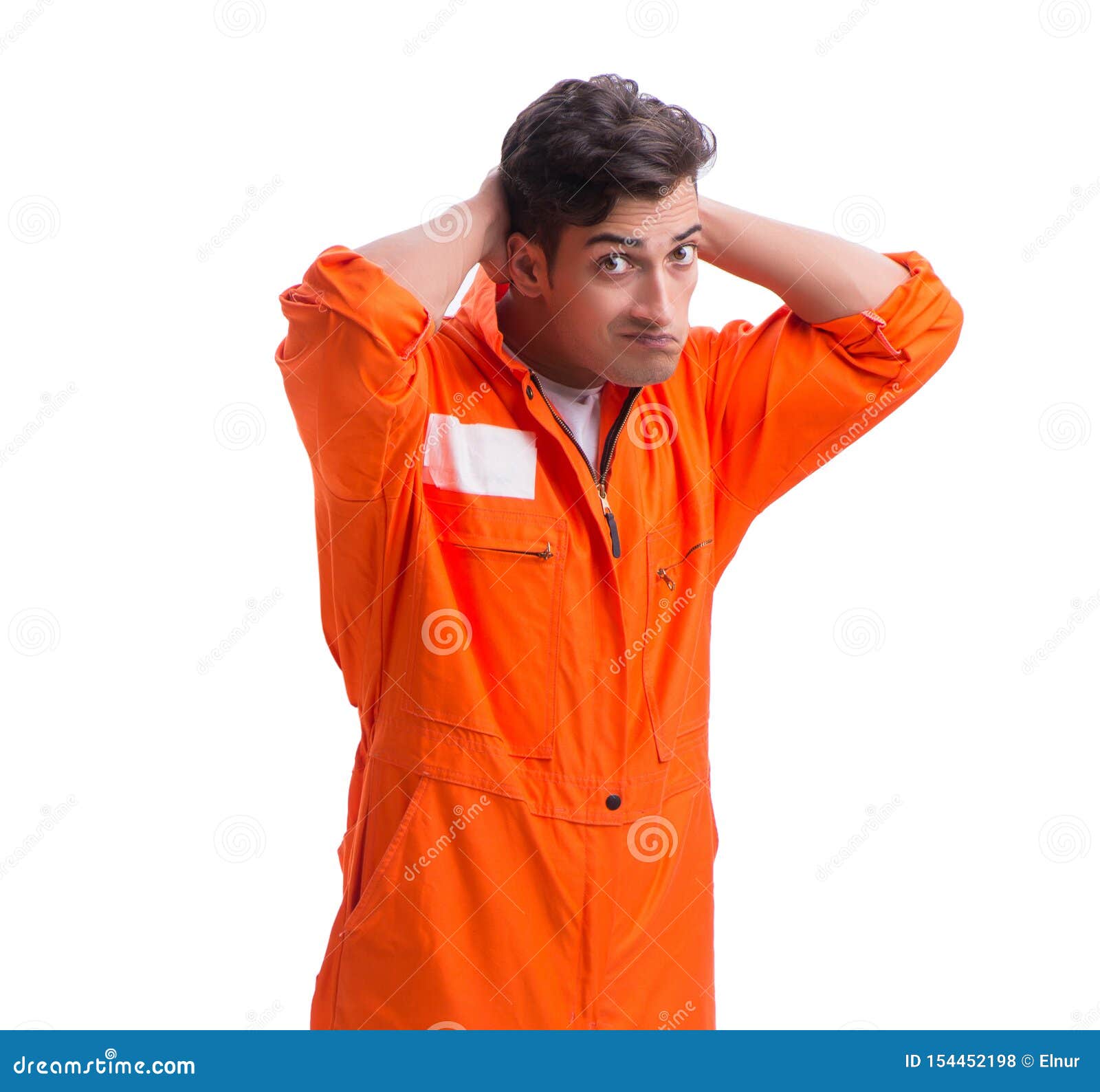 Prisoner in Orange Robe Isolated on White Background Stock Photo ...