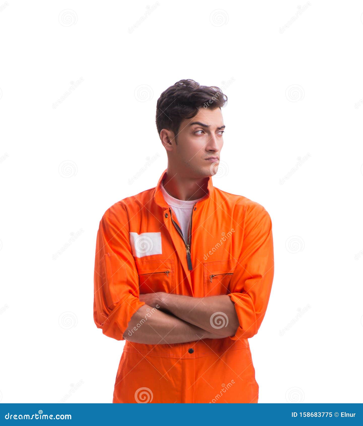 Prisoner in Orange Robe Isolated on White Background Stock Image ...