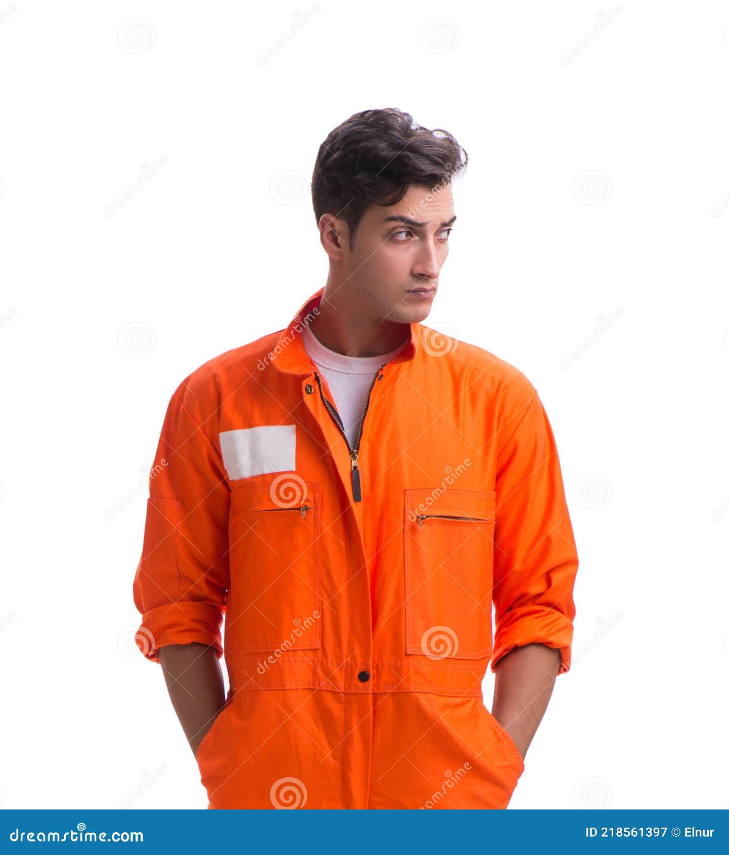 Prisoner in Orange Robe Isolated on White Background Stock Image ...