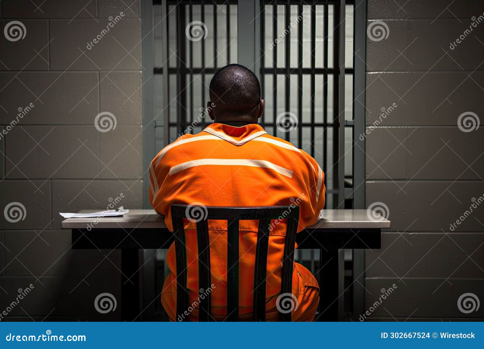 A Prisoner Sits On A Chair In A Gloomy Cell, Facing An Empty Chair ...