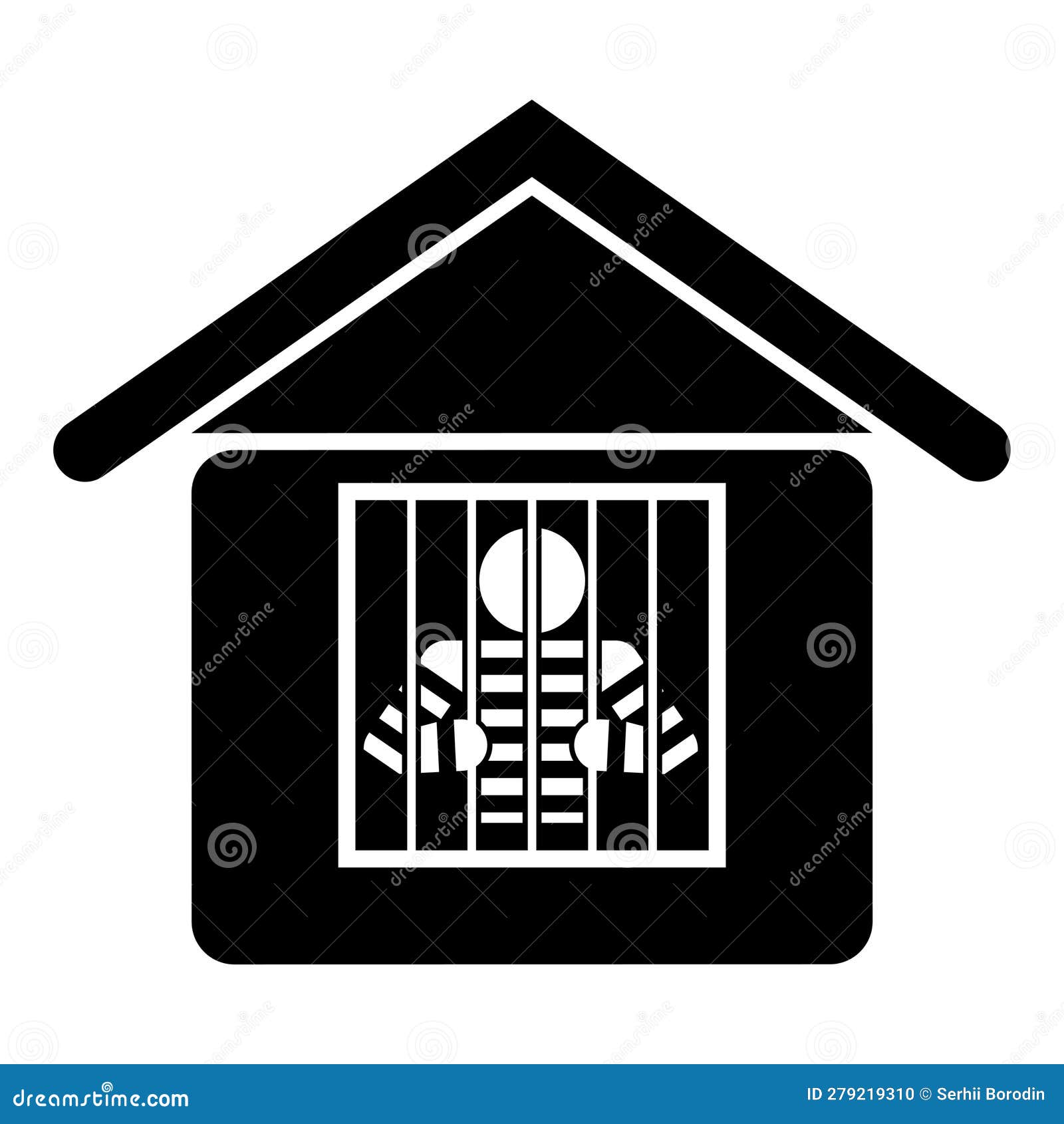 Prisoner in Prison Building Icon Black Color Vector Illustration Image ...