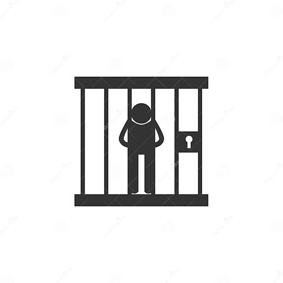 Prisoner in Prison, Symbol on White Background Stock Illustration ...