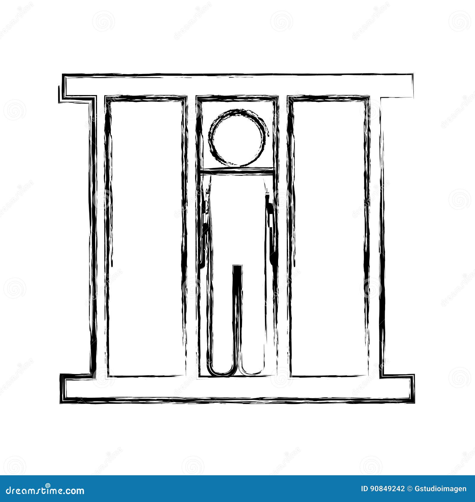 Silhouette Prisoner In Jail Cell, Modern With Bars. Banner Vector ...