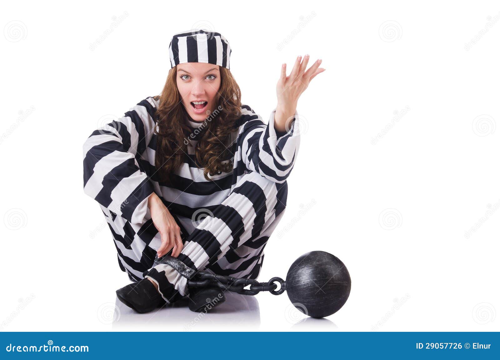 Prisoner in Striped Uniform Stock Photo - Image of inmate, ball: 29057726