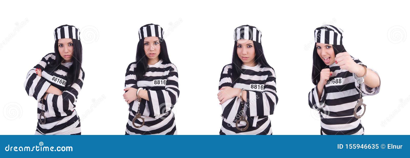 Prisoner in Striped Uniform on White Stock Image - Image of inmate ...
