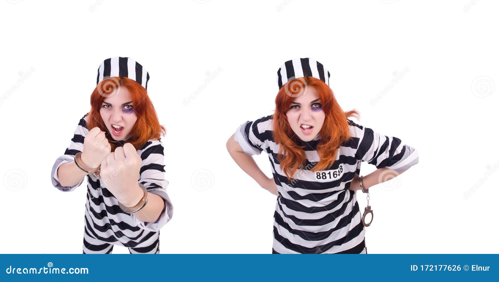 Prisoner in Striped Uniform on White Stock Photo - Image of isolated ...
