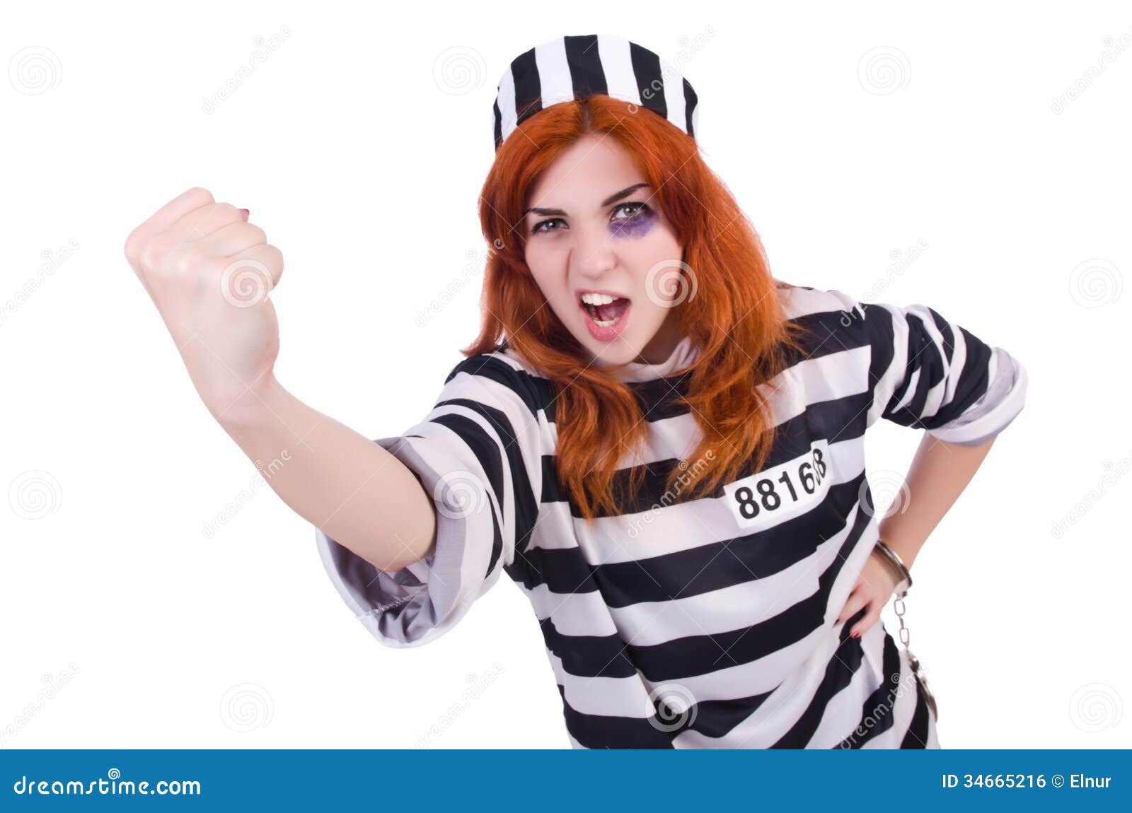 Prisoner in Striped Uniform Stock Photo - Image of female, ball: 34665216