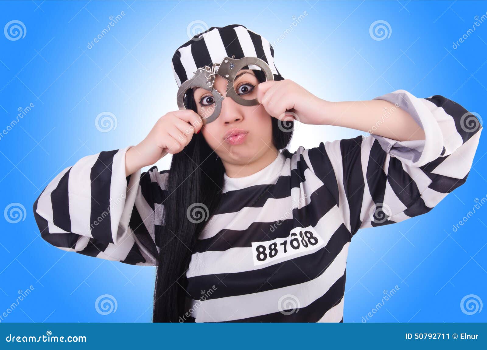 Prisoner in Striped Uniform Stock Image - Image of female, crime: 50792711