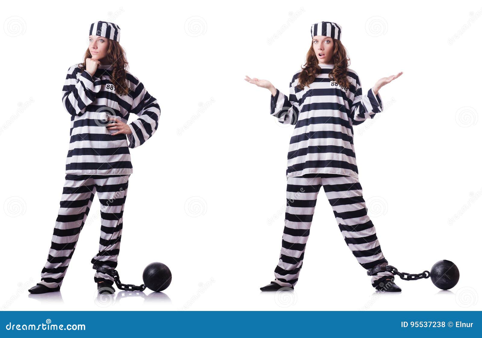 The Prisoner in Striped Uniform on White Stock Photo - Image of ...