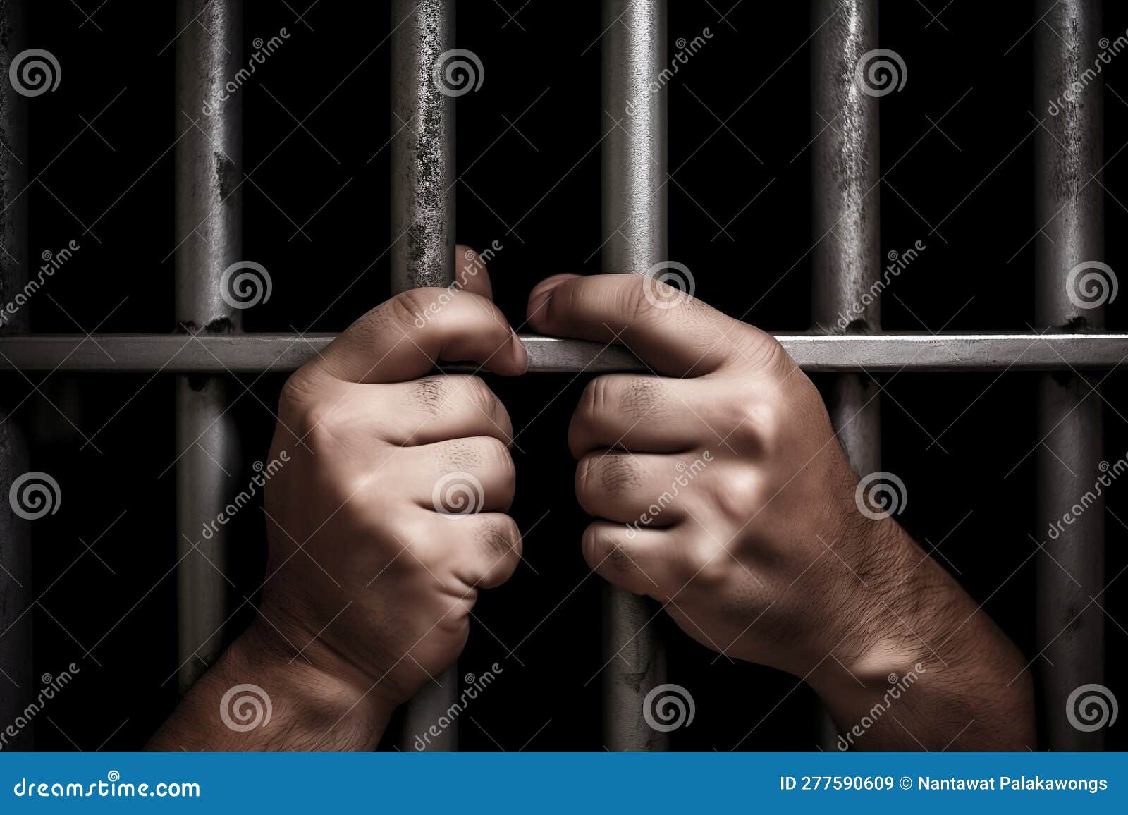 Prisoner Two Hand Holding Prison Cell Stock Illustration - Illustration ...