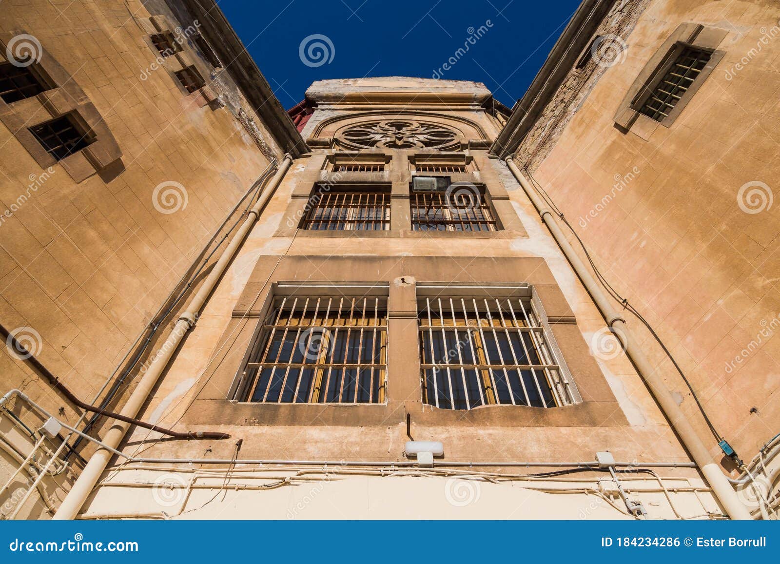 Prisoners` Courtyard in Barcelona`s La Modelo Prison Stock Photo ...