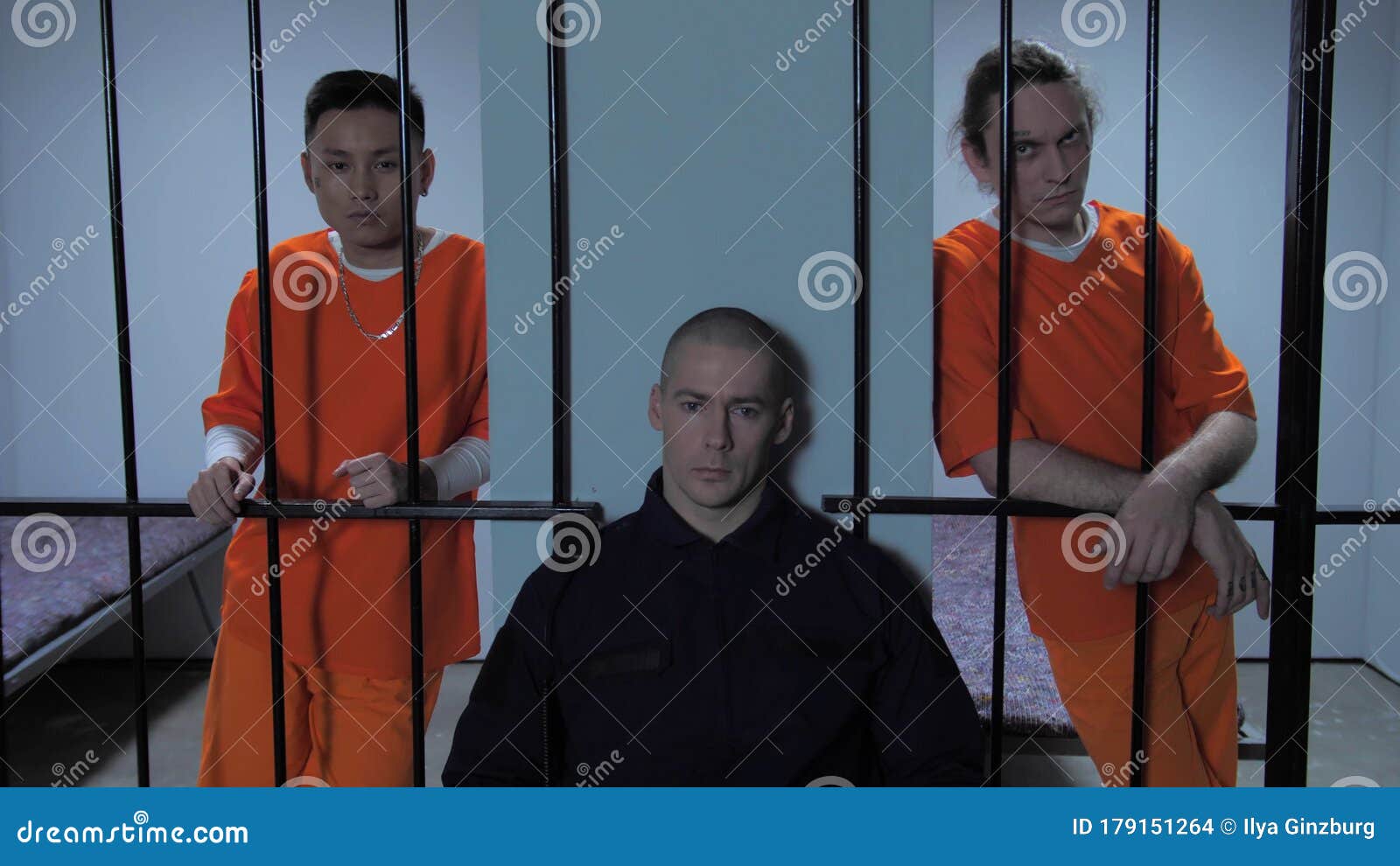 Prisoners and Guard in Jail Stock Photo - Image of room, grate: 179151264