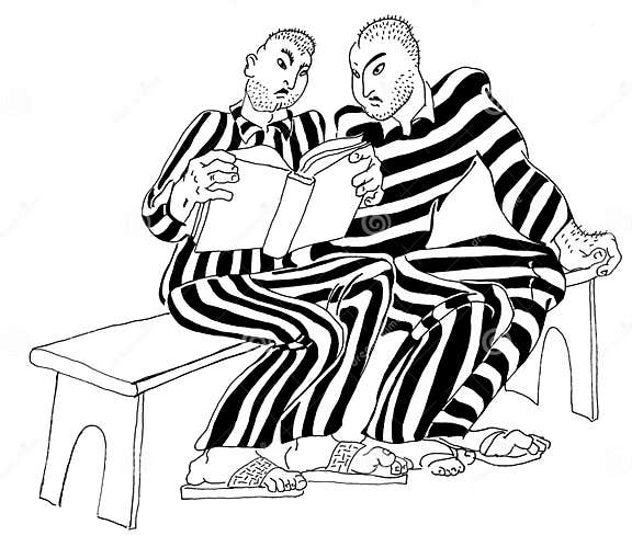 Prisoners Read a Criminal Code Stock Illustration - Illustration of ...