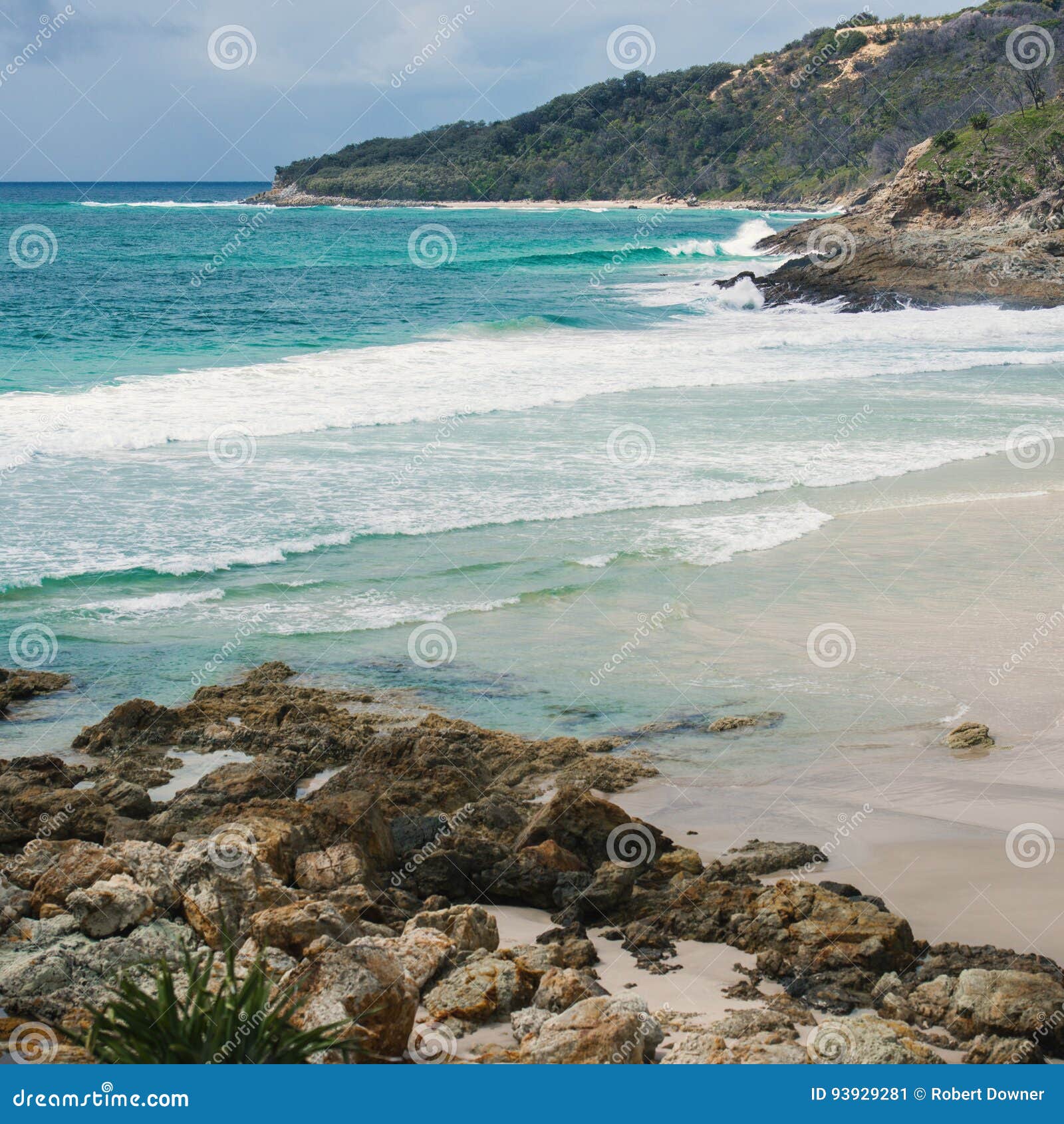 Pristine Beachfront at North Point, Moreton Island. Stock Image - Image ...