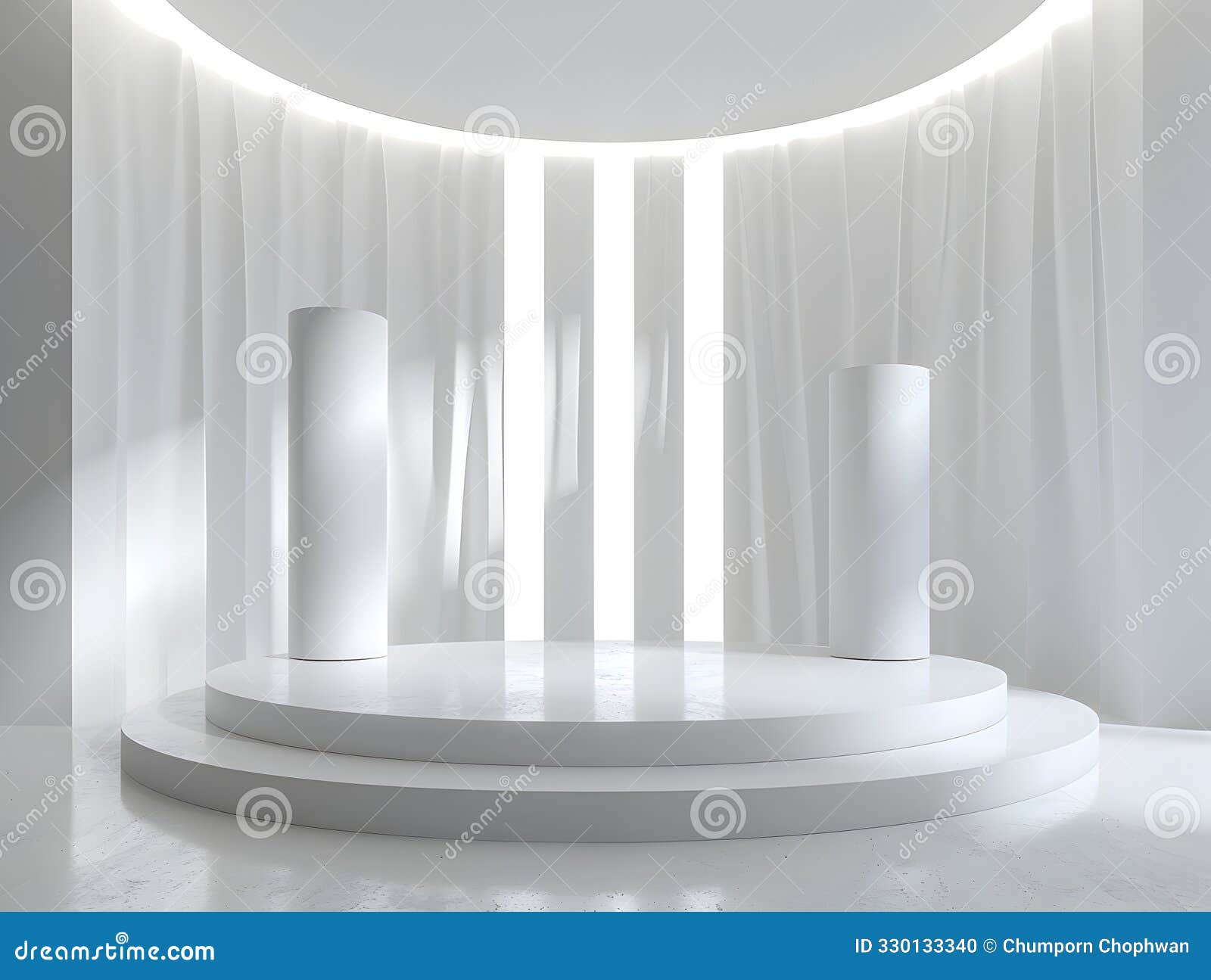Pristine Circular 3D Display Stand with Dramatic Lighting and Minimal ...