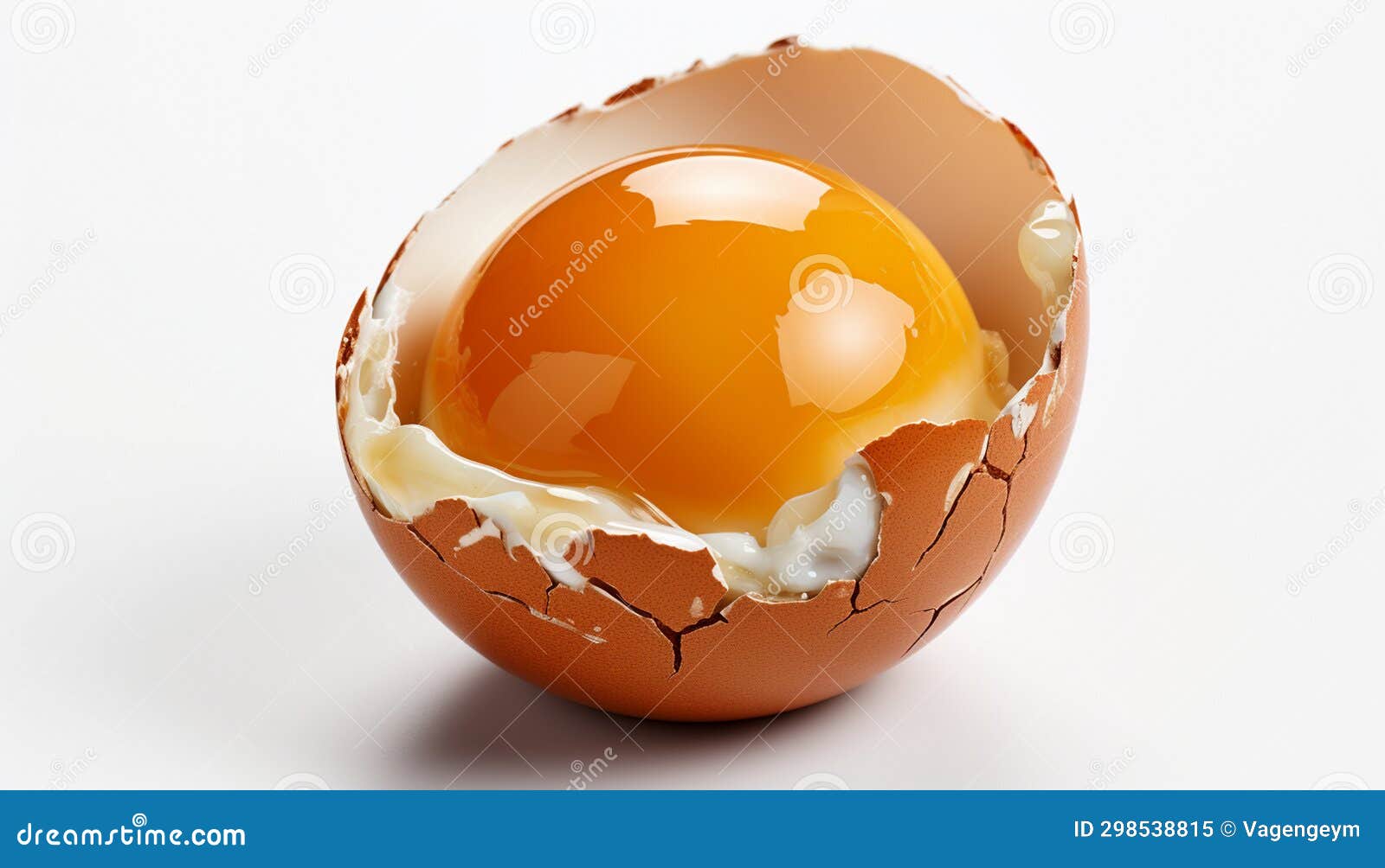 A Pristine Cracked Brown Egg with a Vivid Orange Yolk, Set Against a ...