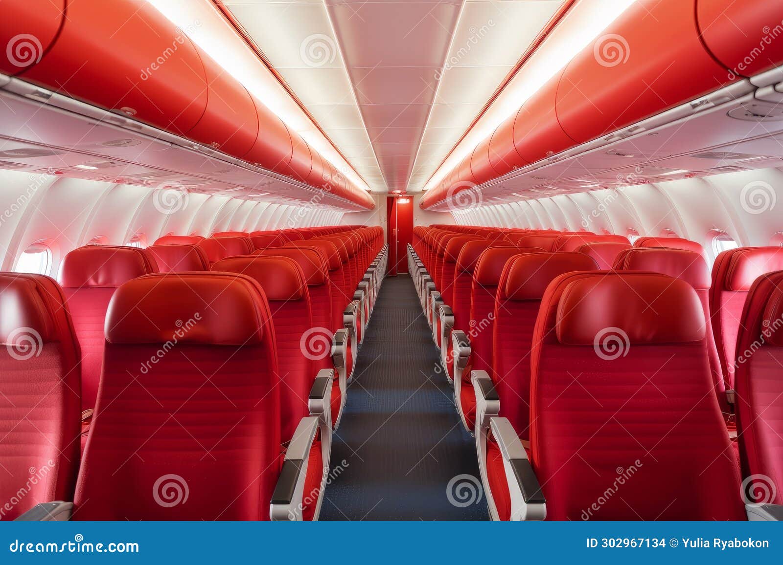 Pristine Empty Aircraft Red Interior. Generate Ai Stock Illustration ...
