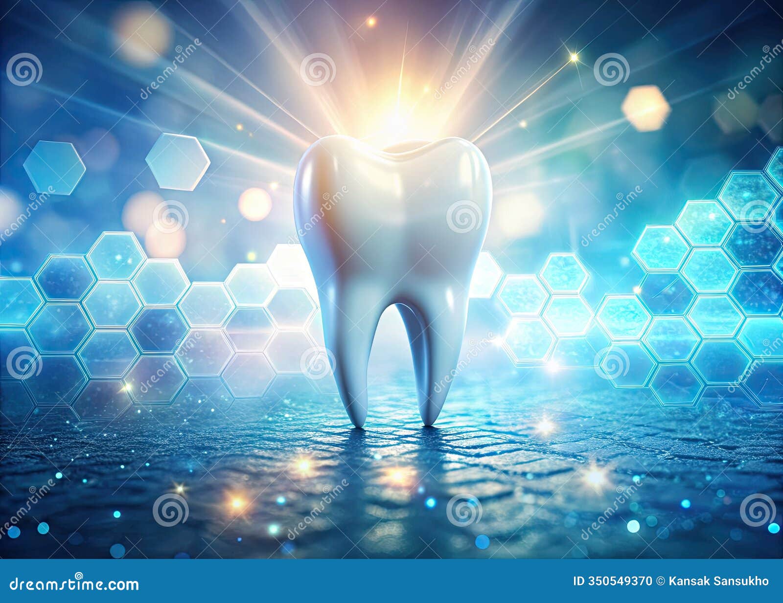 A Pristine Gleaming Tooth Enveloped by Hexagonal Particles Highlights ...