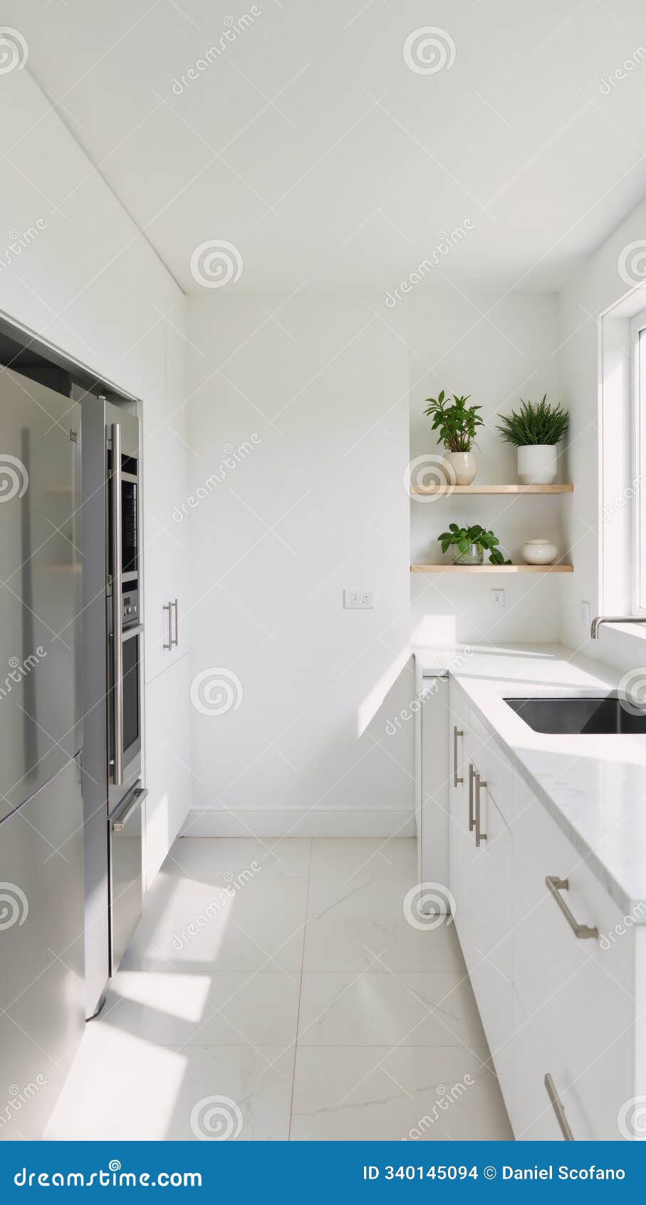 A Pristine Minimalist Modern Kitchen Interior Backdrop Stock ...