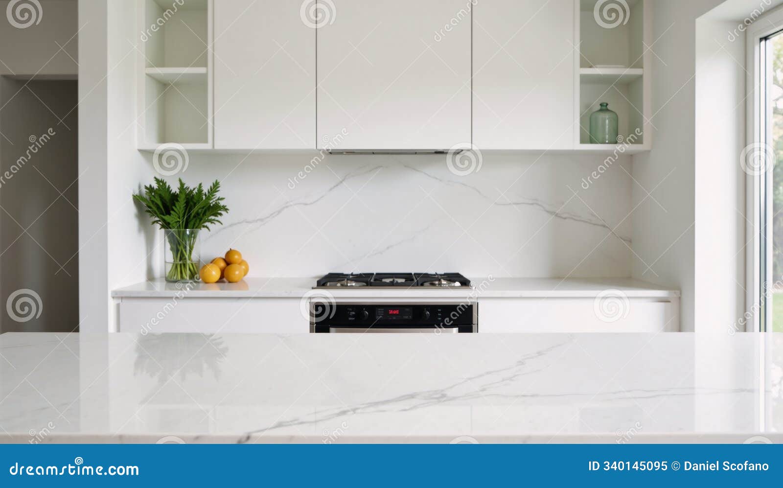 A Pristine Minimalist Modern Kitchen Interior Backdrop Stock ...
