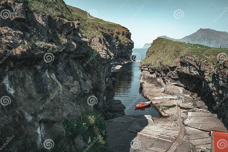 Pristine Natural Harbor on the Remote Faroe Islands Stock Photo - Image ...