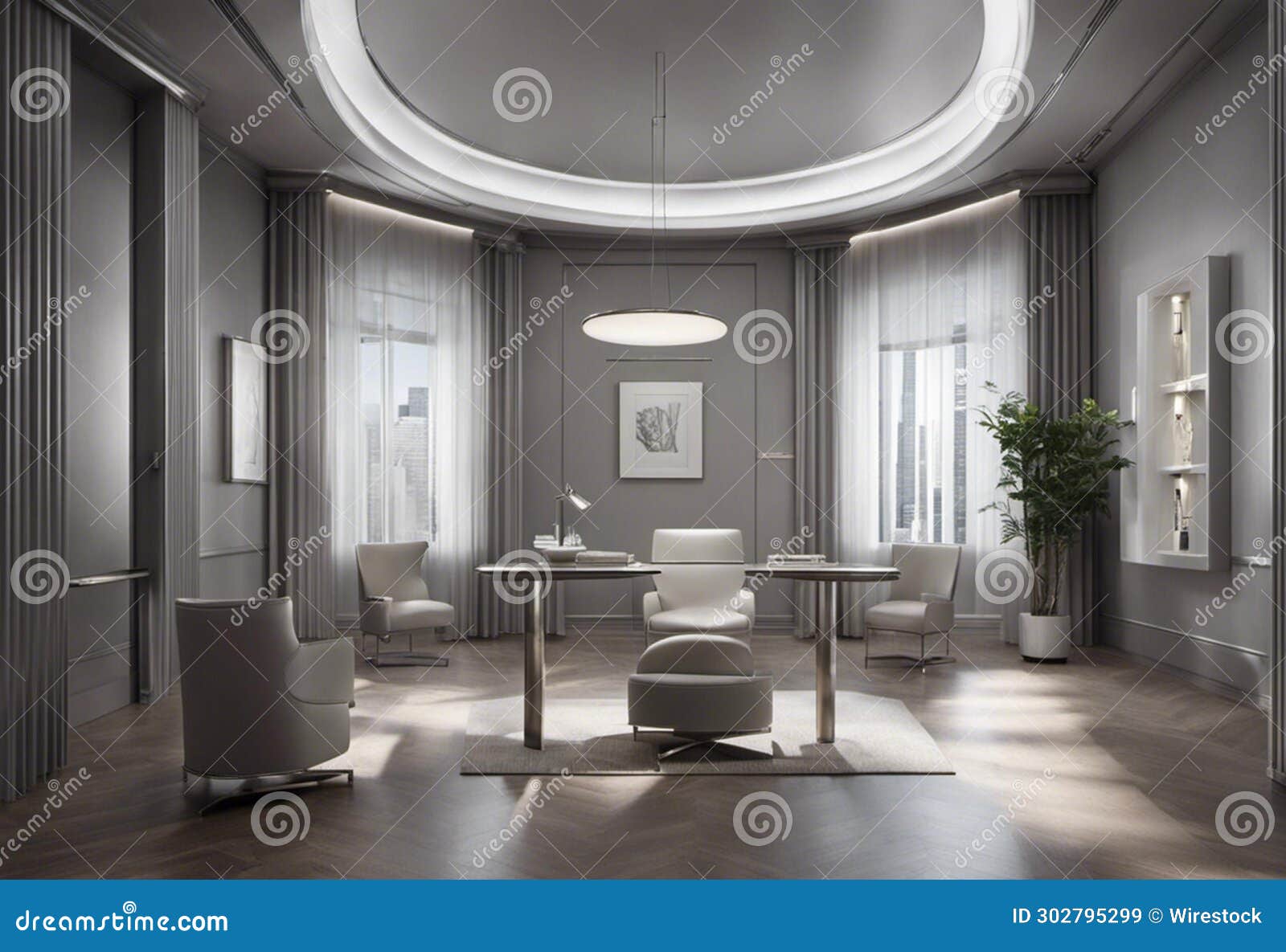 Pristine and Orderly Office Space Illuminated by Overhead Lighting, AI ...