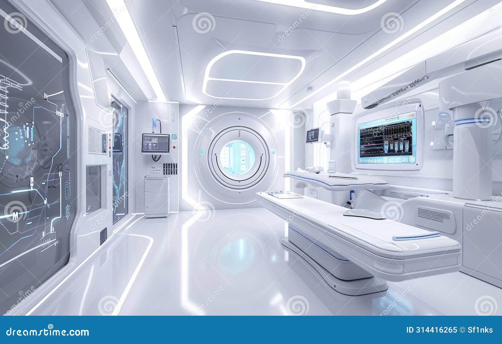 A Pristine and Sleek MRI Laboratory with Overhead Lighting and ...