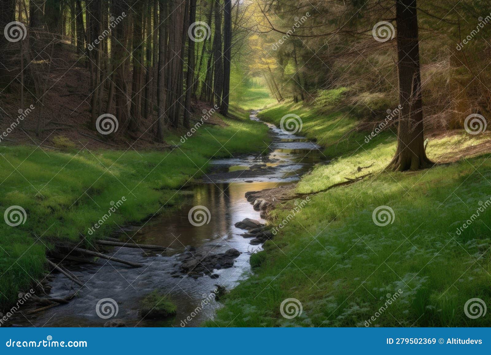 Pristine Stream Running through Forest, with Runoff from Nearby Farm ...
