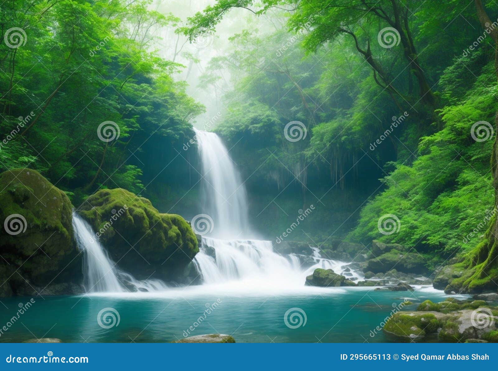 A Pristine Waterfall Hidden within a Dense Forest, Its Waters Creating ...